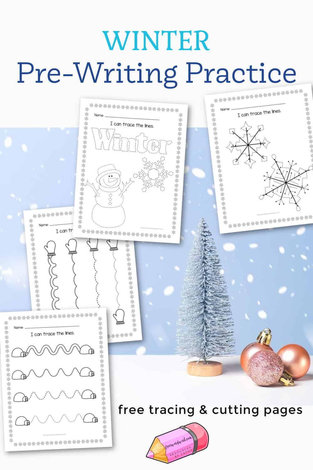 Winter Pre-Writing Practice - Free Word Work