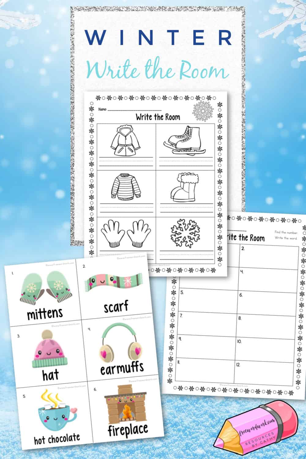 Winter Write the Room - Free Word Work