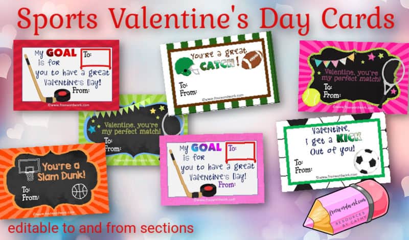 Sports Valentine Card - Free Word Work