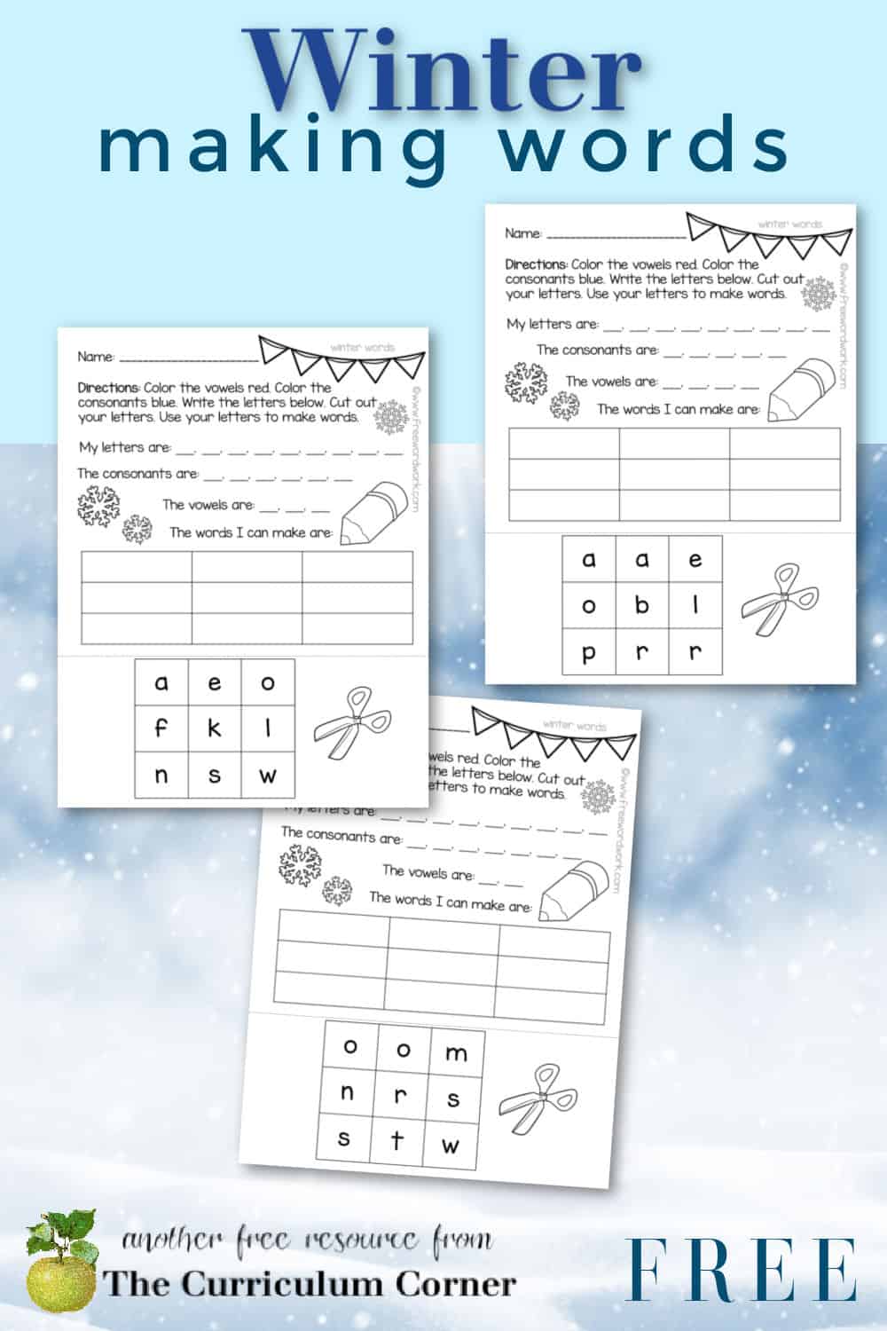 Winter Making Words - Free Word Work