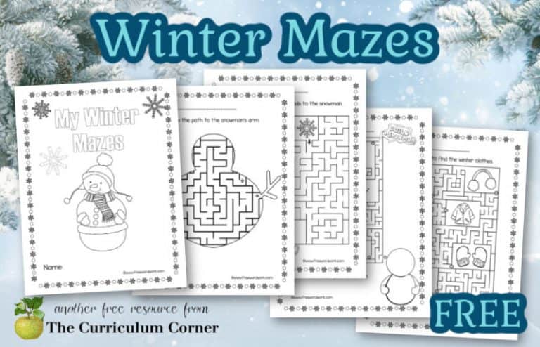 Winter Mazes for Children - Free Word Work