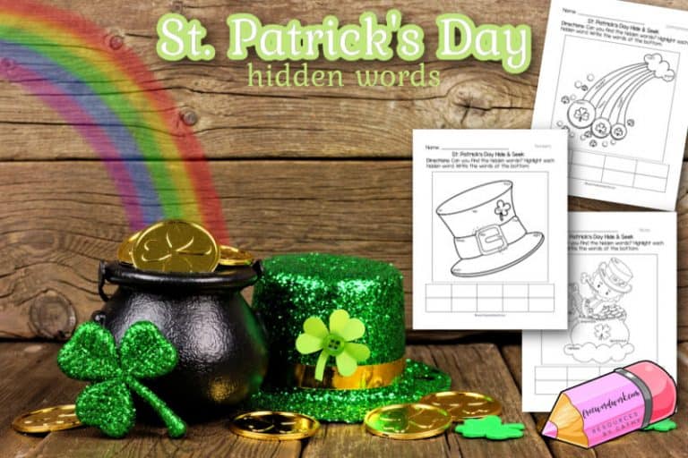 St. Patrick's Day Hidden Words - Free Word Work