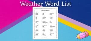Weather Word List - Free Word Work