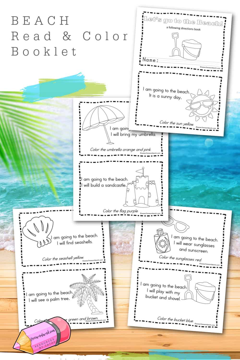 Beach Read & Color Booklet - Free Word Work
