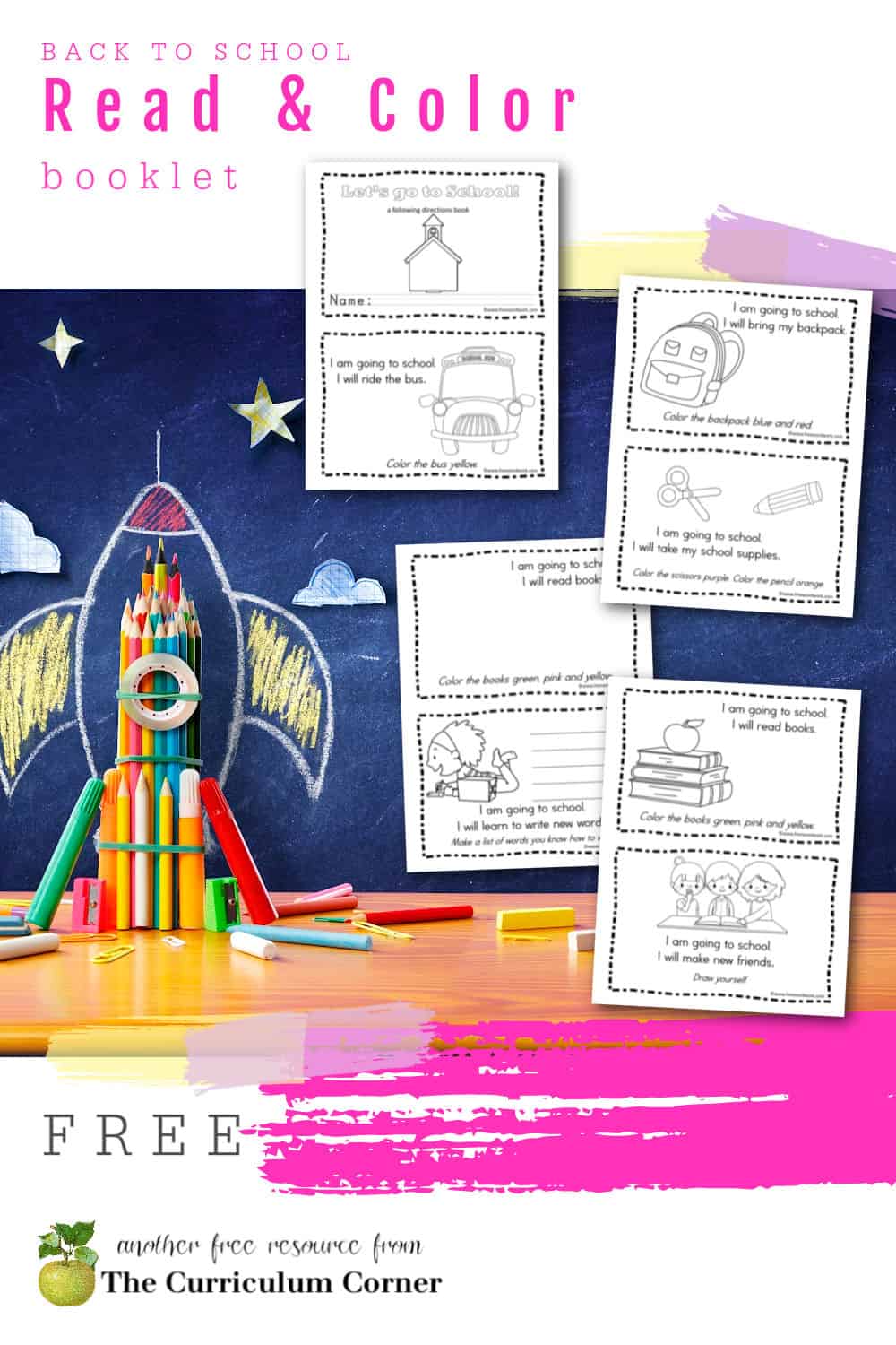 Back to School Read & Color Booklet - Free Word Work