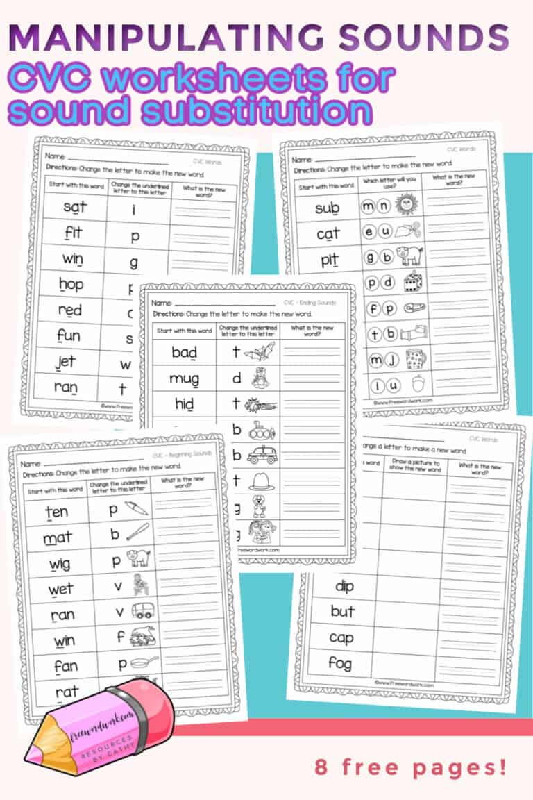 Sound Substitution Cvc Words Free Word Work