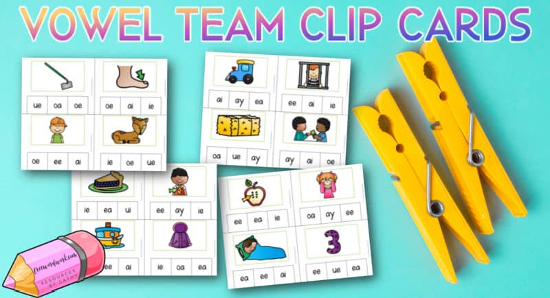Vowel Team Clip Cards - Free Word Work