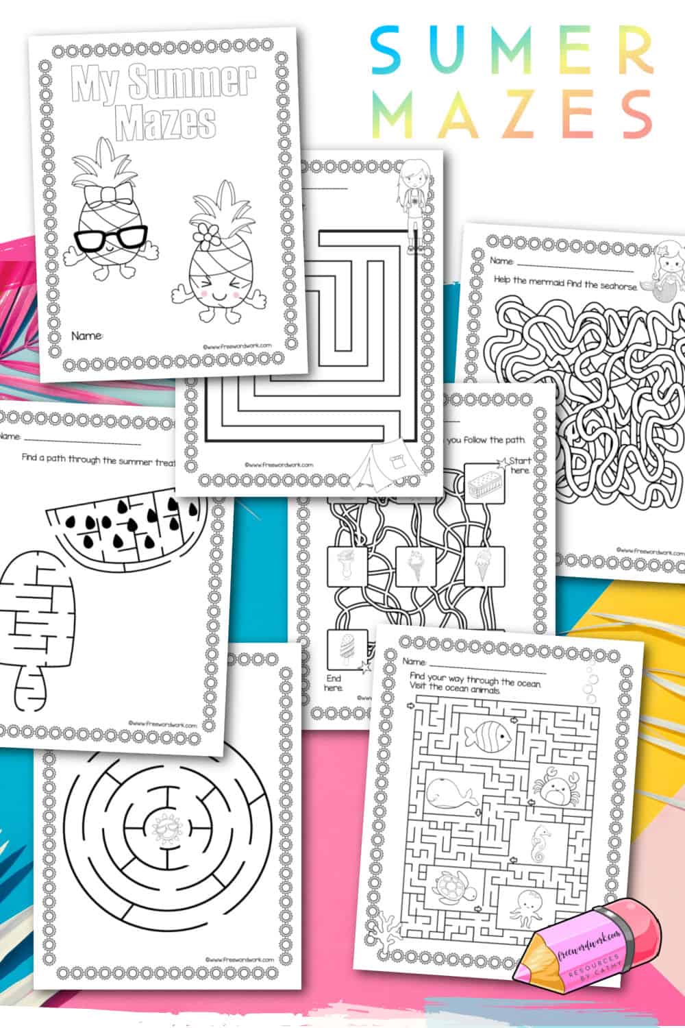 Summer Maze Book - Free Word Work