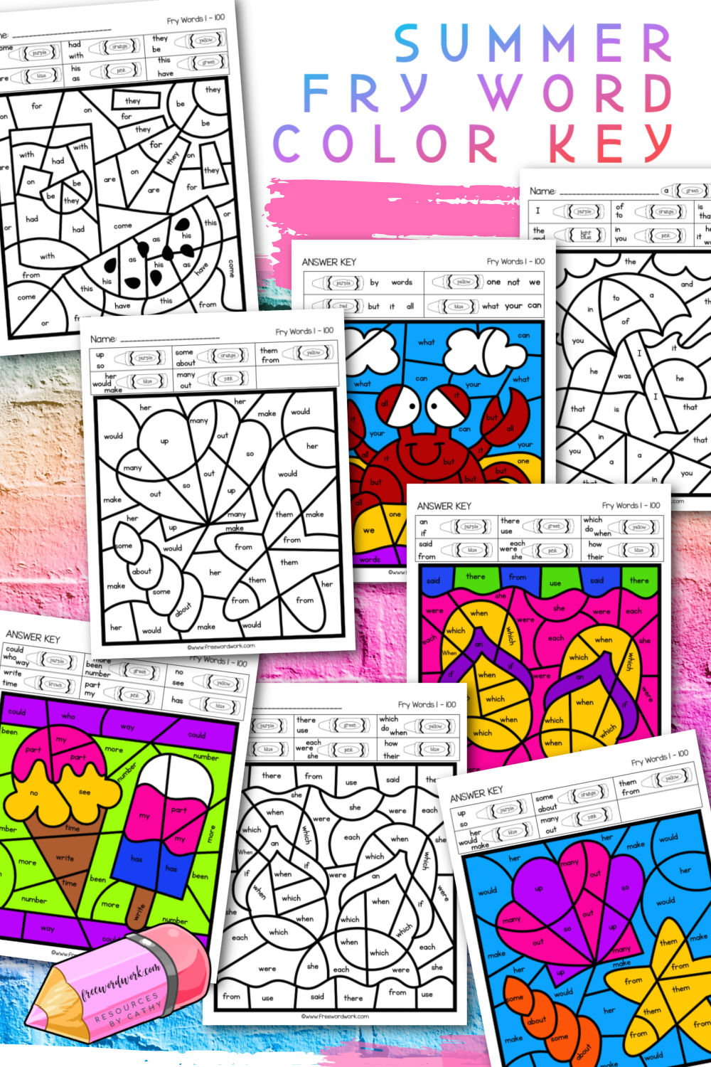 Summer Fry Color Code - Free Word Work