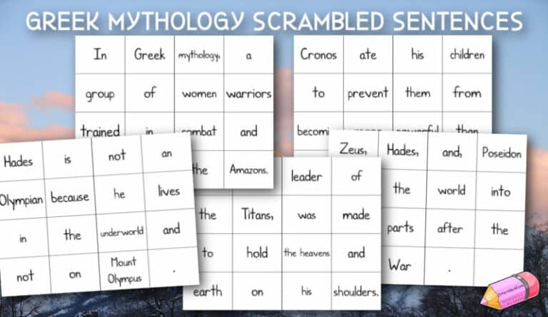 Greek Gods Scrambled Sentences - Free Word Work