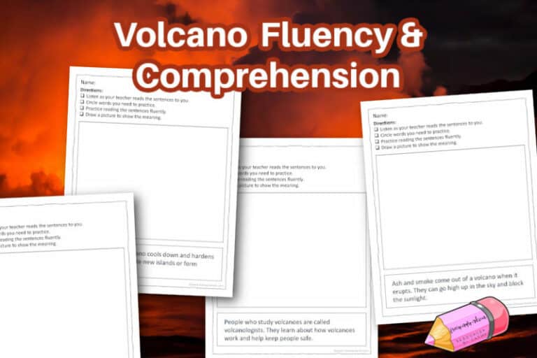 Primary Volcano Fluency & Comprehension - Free Word Work