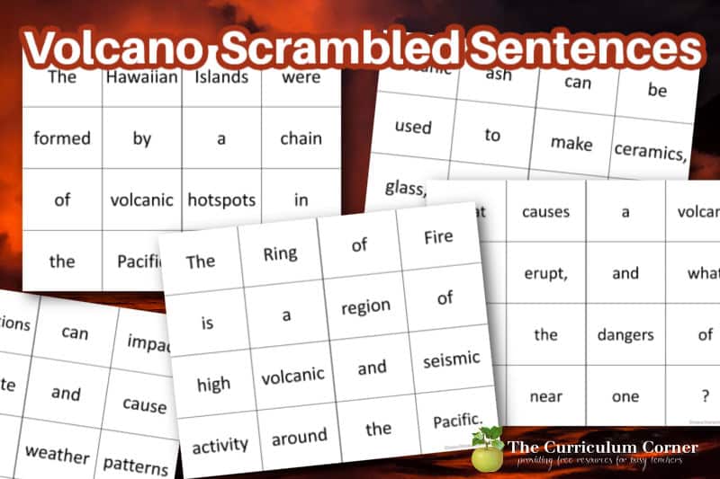 Volcano Scrambled Sentences - Free Word Work
