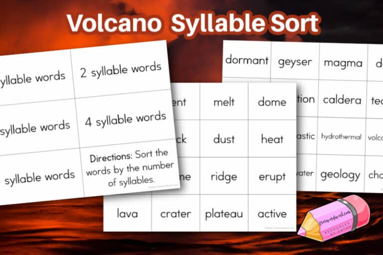 Volcano Syllable Sort - Free Word Work