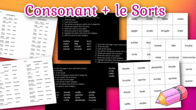 Consonant + le Word Sorts - Free Word Work