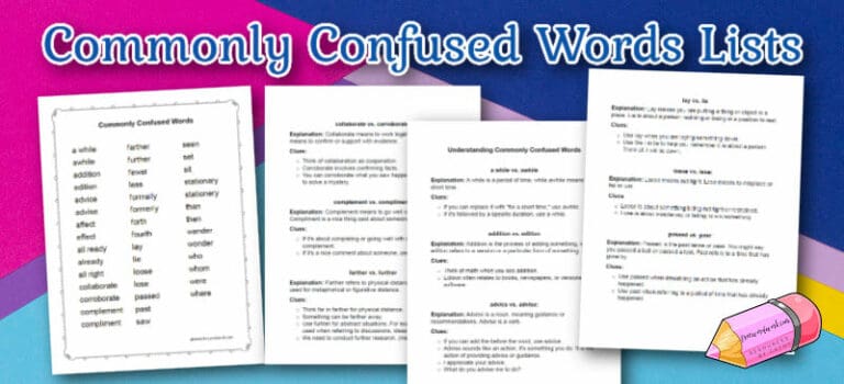 Commonly Confused Words List - Free Word Work