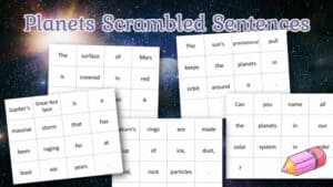 Planets & Moon Scrambled Sentences - Free Word Work