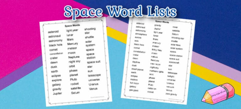Space Word Lists - Free Word Work