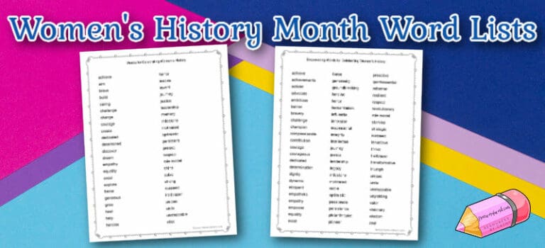 Women's History Month Word List - Free Word Work