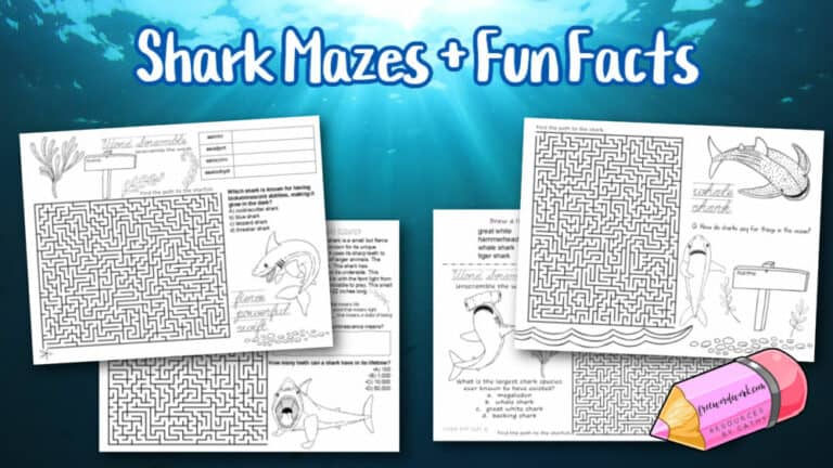 Shark Mazes & Fun Facts - Free Word Work