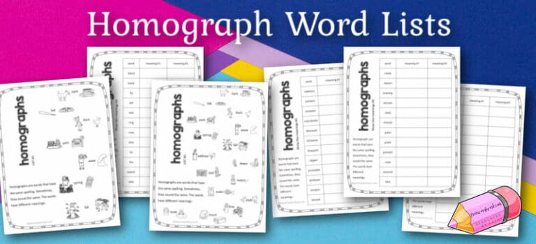 Homograph Word List - Free Word Work