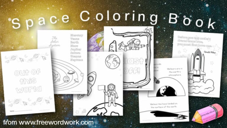 Space Coloring Book - Free Word Work